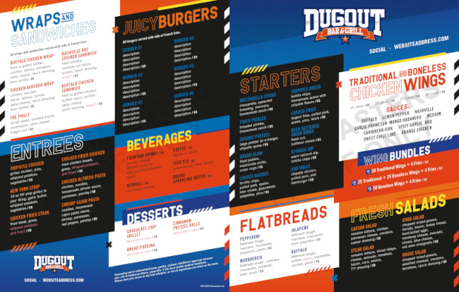 Menu | Dugout Bar & Grill